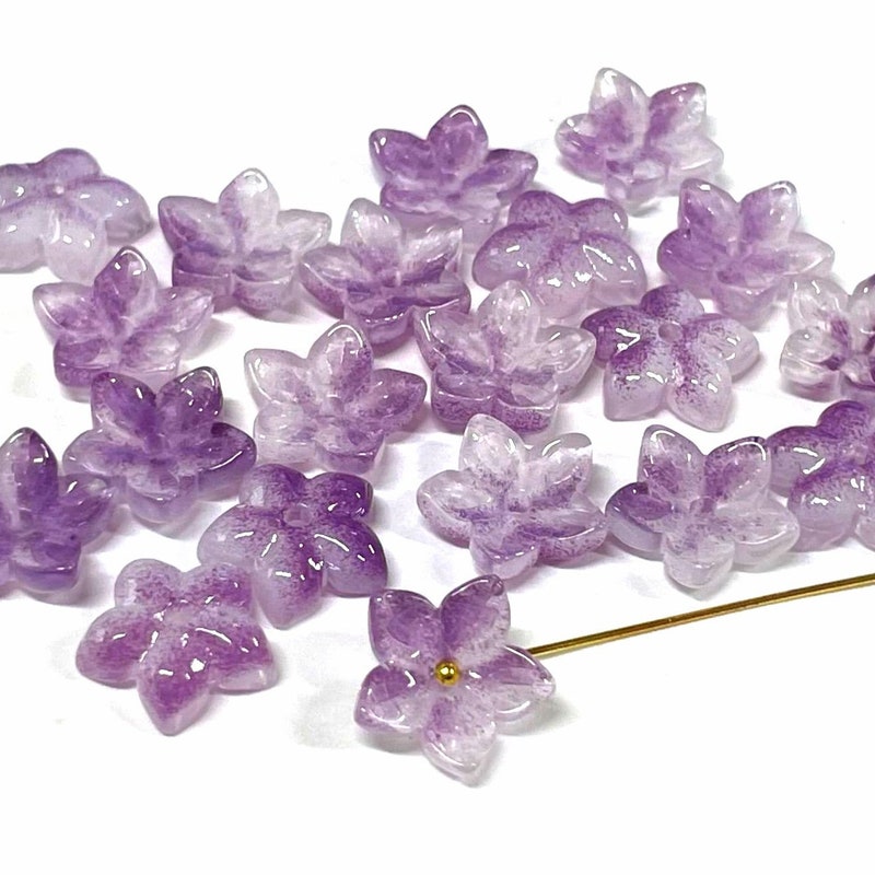 Purple Flower Beads - Etsy