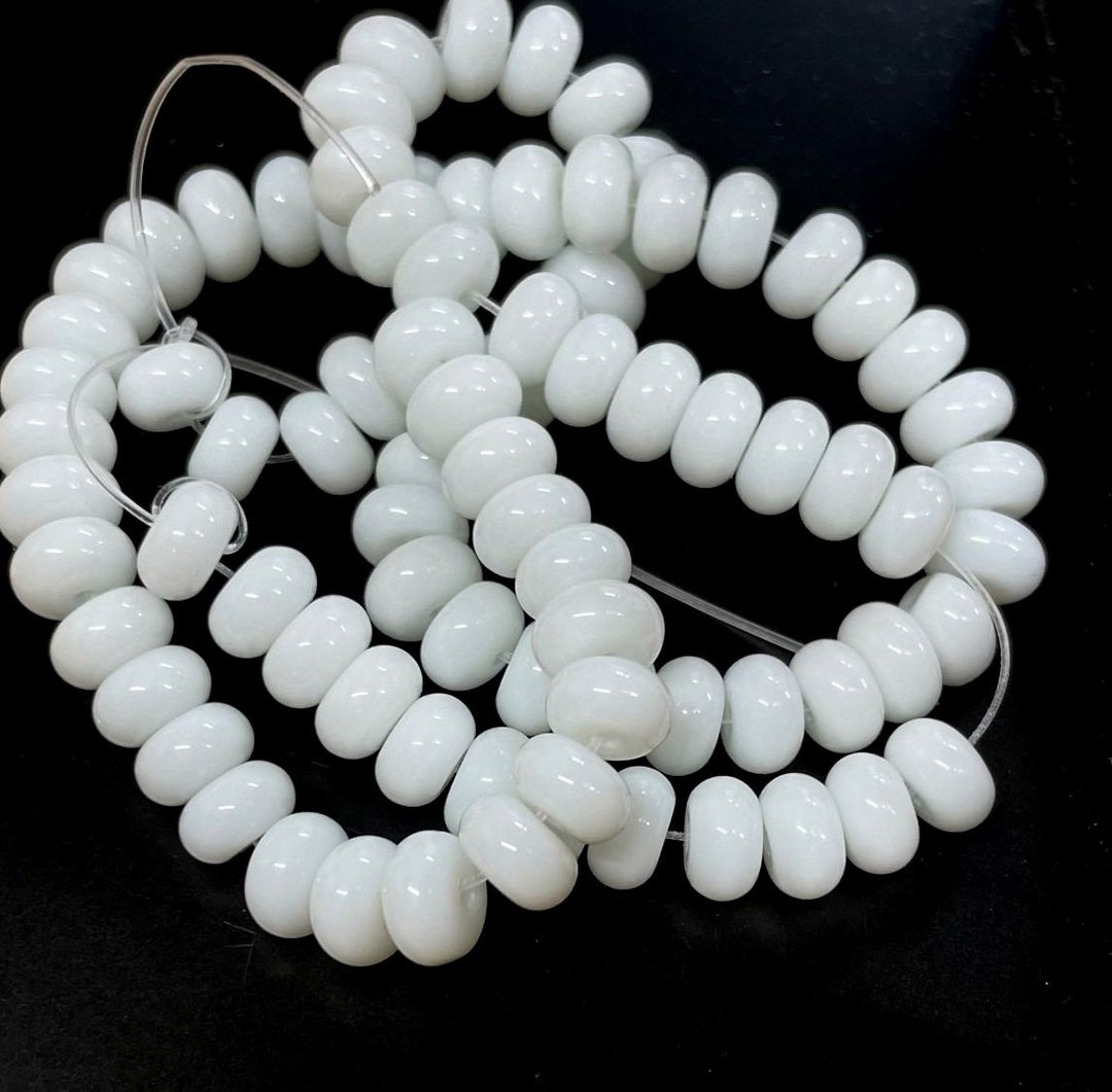 1 Strand86pcs of White Abacus Glass Beads 8mm Smooth Rondelle Glass ...