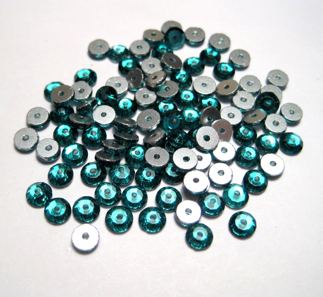 100pcs of Teal Blue Sew on Rhinestones Flat Back Sew on Rhinestones ...