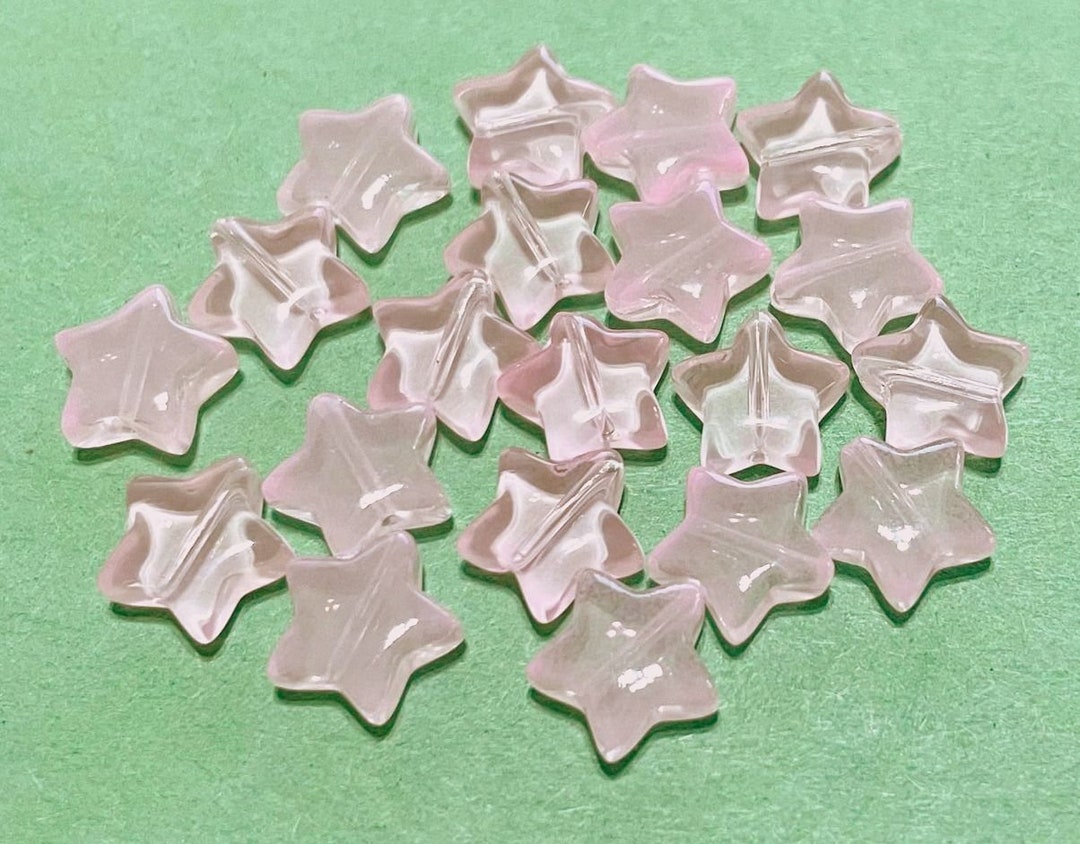 20pcs of Pink Star Glass Beads Translucent Star Bead 8mm (no.st4-1046 ...