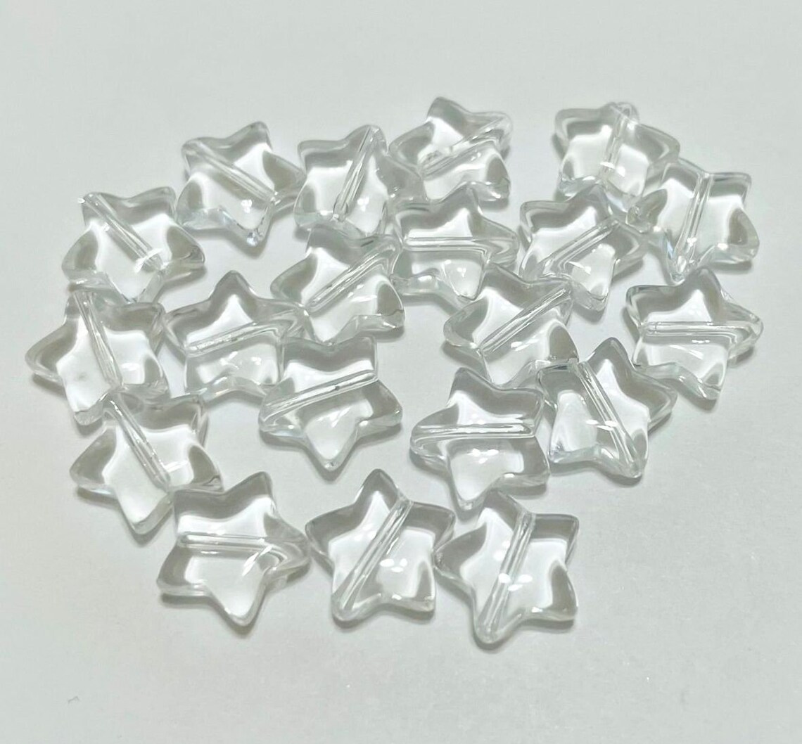 20pcs of Clear Star Glass Beads Transparent Star Bead | Etsy