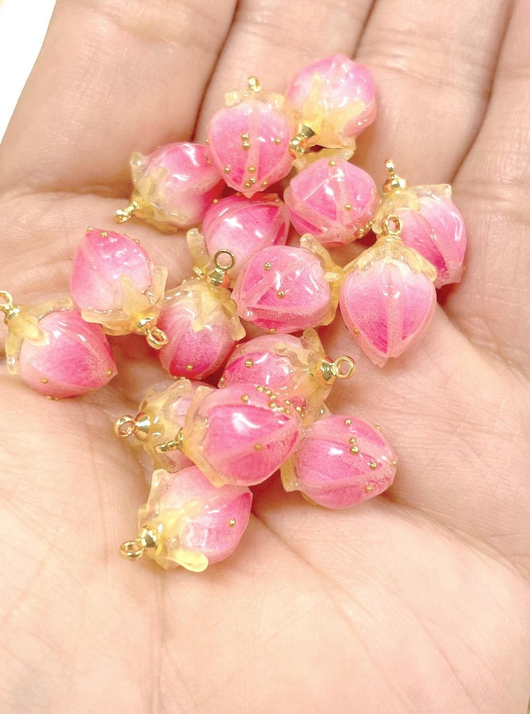 4pcs of Pink Strawberry Charms Acrylic Beads No.rs1-2346b - Etsy