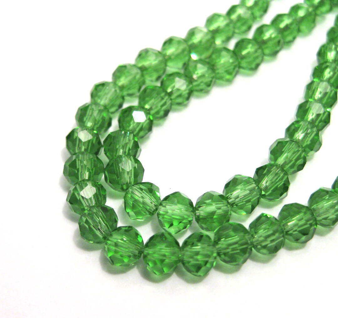 1 Strand of Transparent Kelly Green Faceted Rondelle Glass Crystal ...