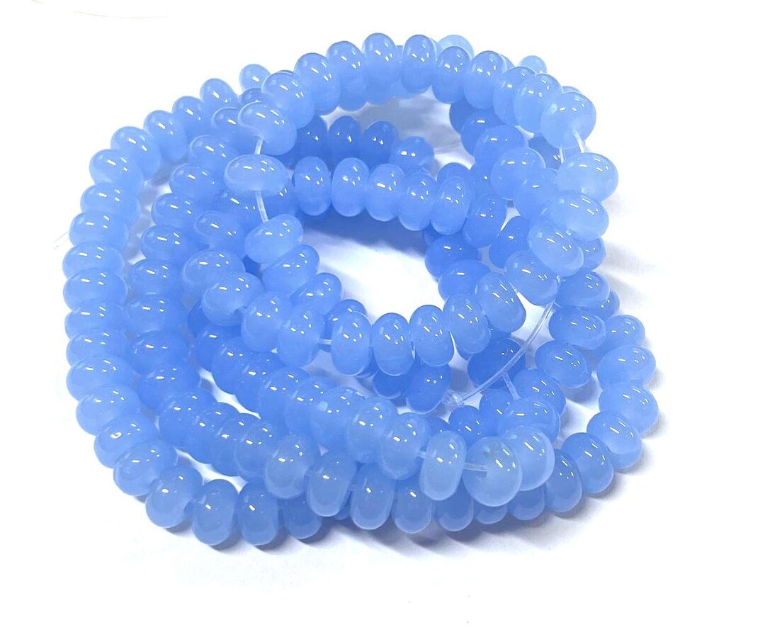 1 Strand(86pcs) of Light Blue Abacus Glass Beads 8mm Smooth Rondelle ...