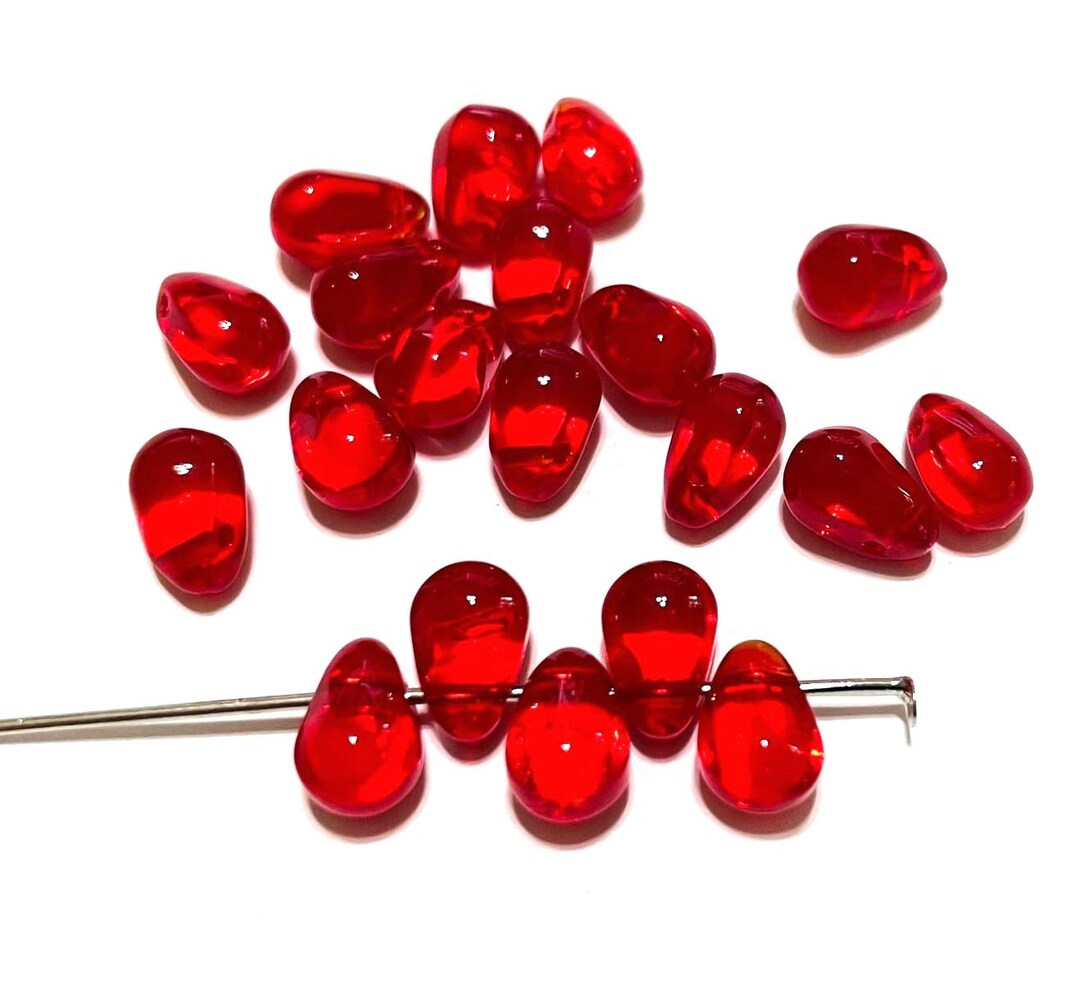 20pcs of Red Teardrops Beads Glass Beads 9mm (NO.TTD18-1716) - Etsy