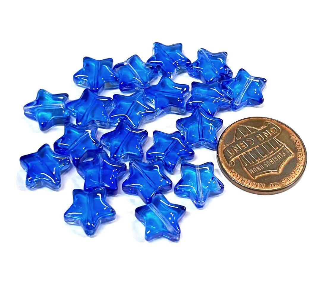 20pcs of Blue Star Glass Beads Translucent Star Beads 10mm(no.35-2603a ...