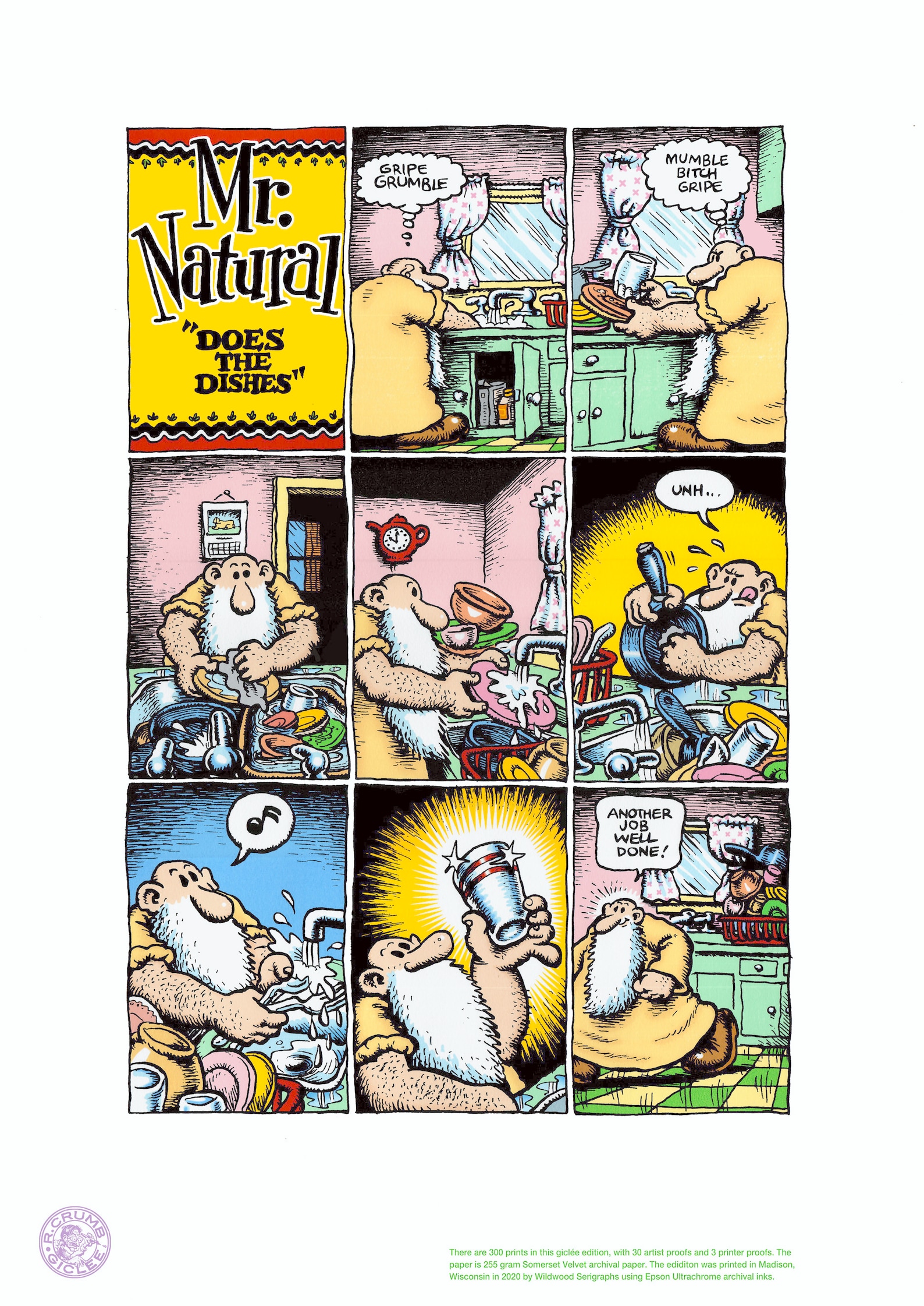 Mr Natural Does the Dishes Giclee Print Robert Crumb Rcrumb Authentic ...