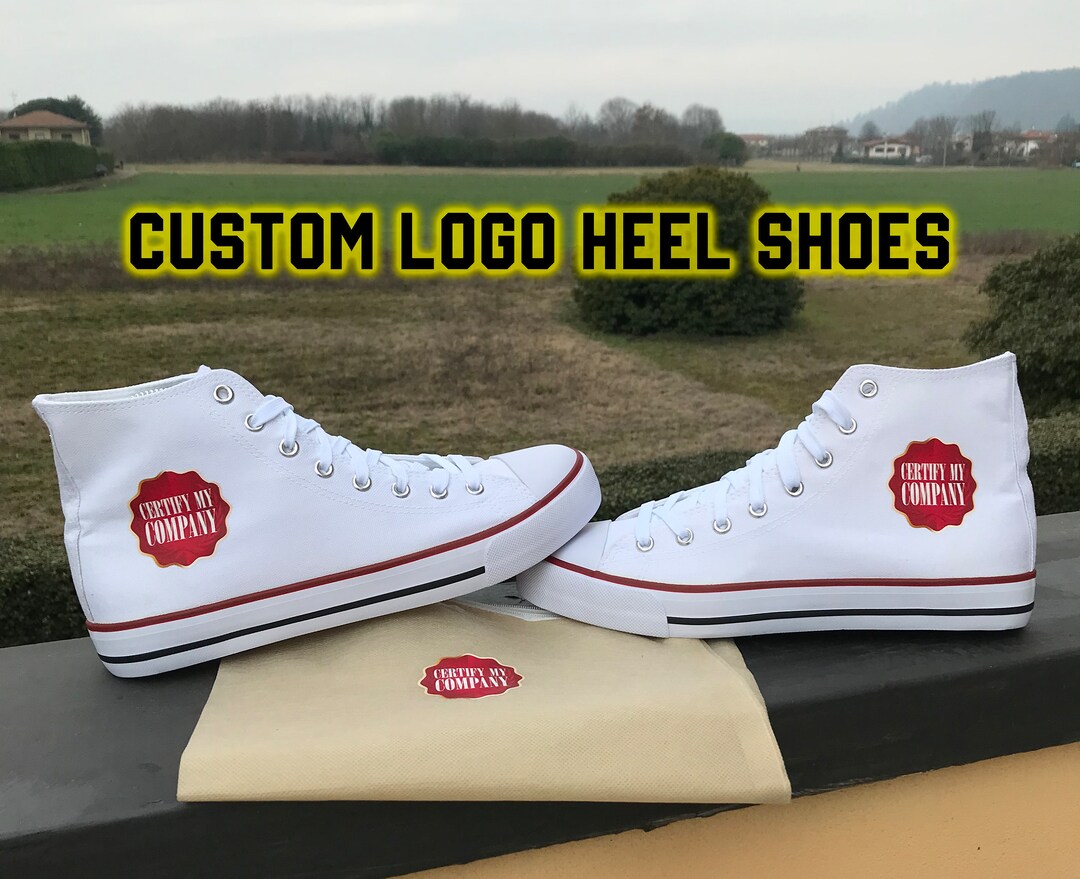 CUSTOM PRINT SHOES High Top Textile Sneakers With Your Logo, Heel ...