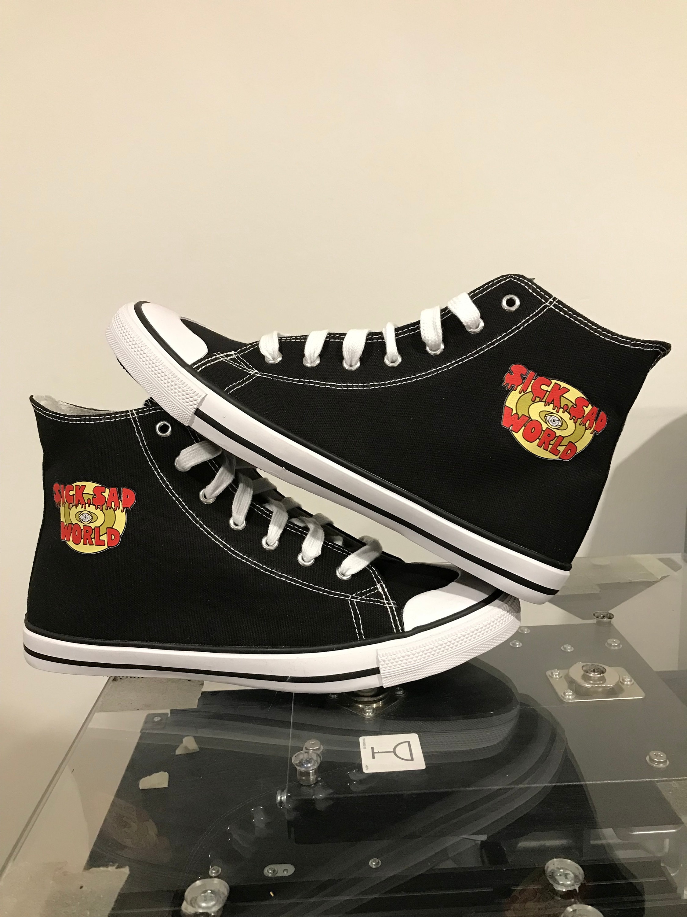 CUSTOM PRINT SHOES High Top Textile Sneakers With Your Logo, Heel ...