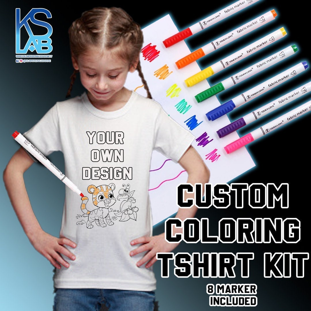 T-shirt Coloring Kit With You Custom Design, 8 Textile Marker Included ...