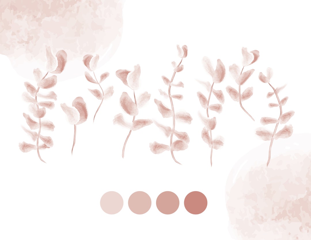 Watercolor Eucalyptus Leaves Clipart, Watercolor Splash PNG, Pink and ...