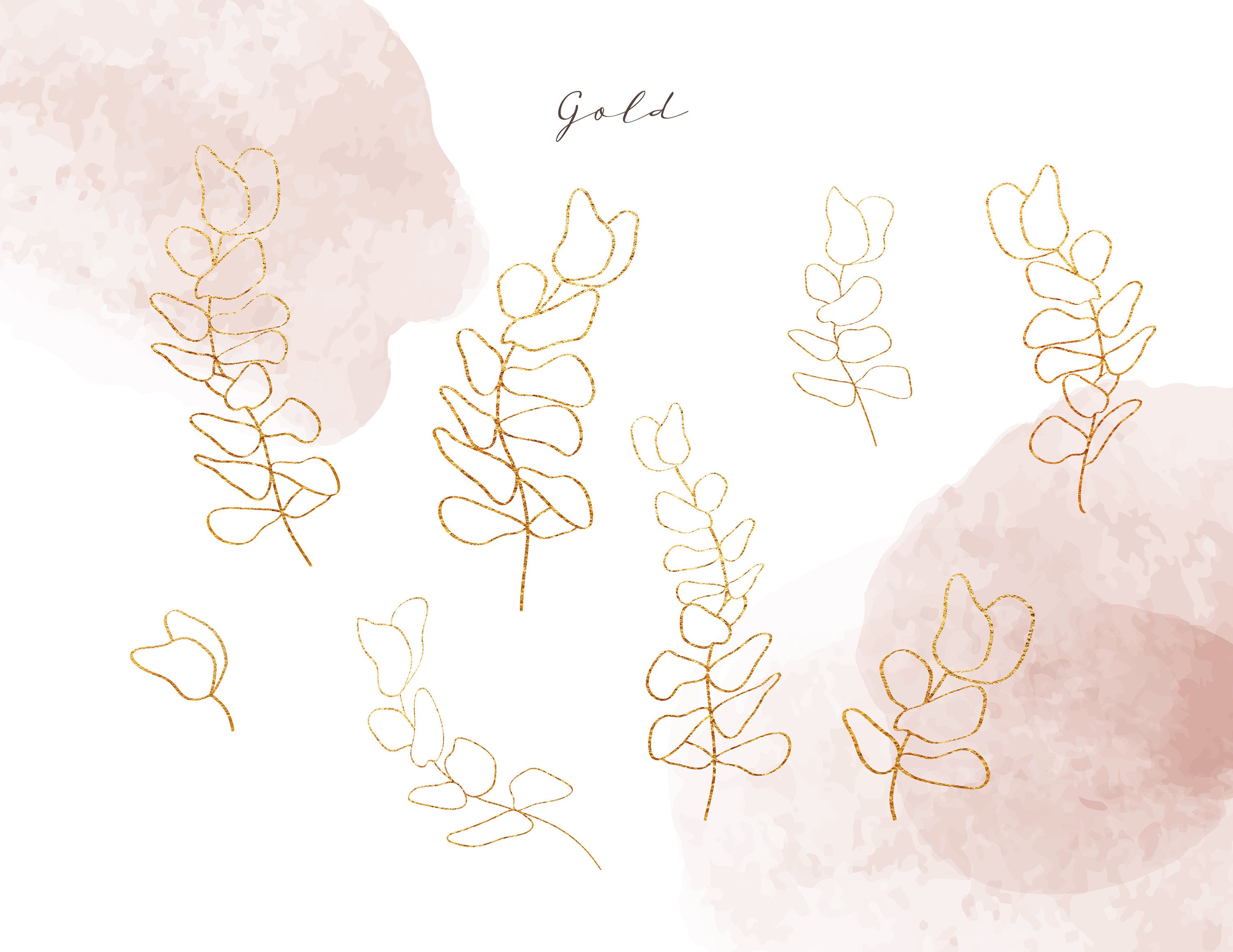 Watercolor Eucalyptus Leaves Clipart, Watercolor Splash PNG, Pink and ...