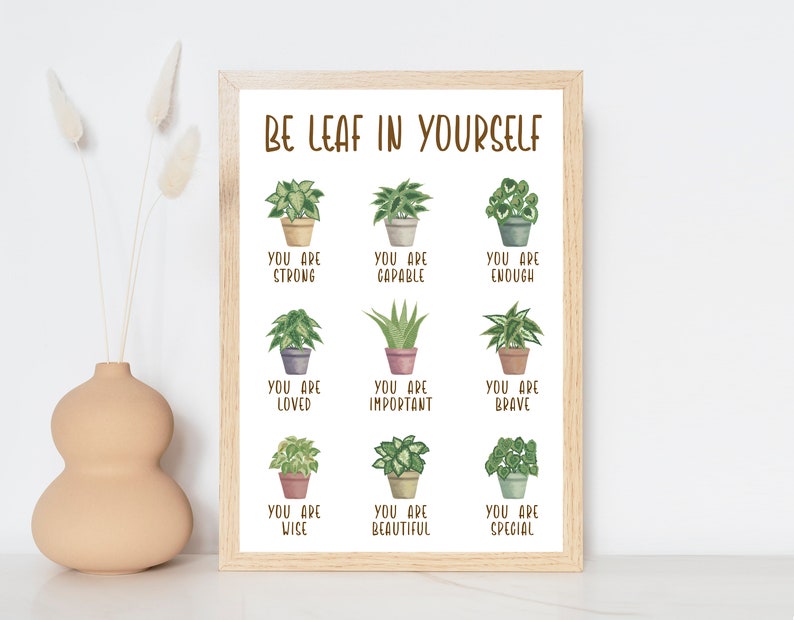 Positive Affirmations Print Mental Health Wall Art for Plant - Etsy