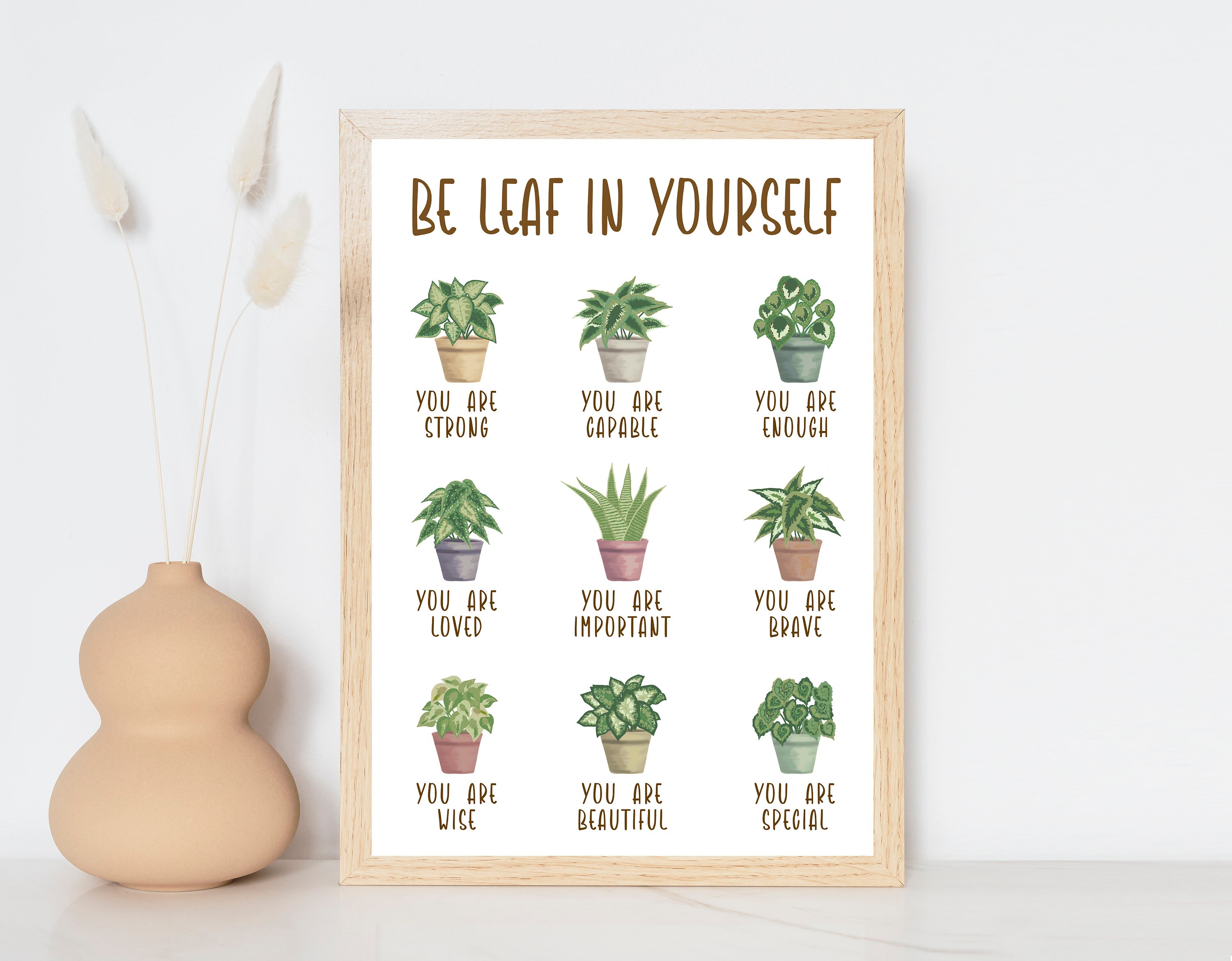 Positive Affirmations Print Mental Health Wall Art for Plant - Etsy