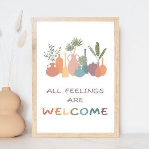 All Feelings Are Welcome, Mental Health Poster, Therapy Office, School ...