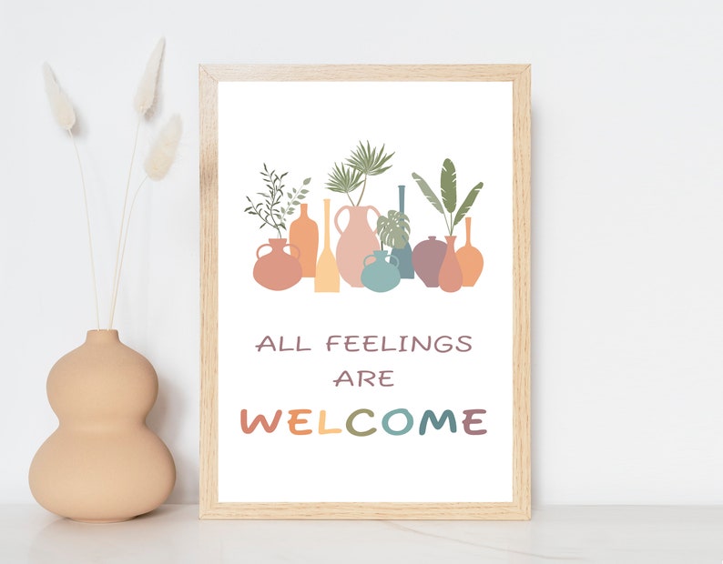 All Feelings Are Welcome Mental Health Poster Therapy - Etsy