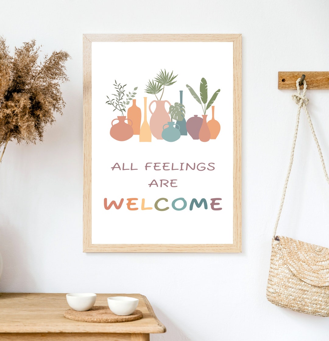 All Feelings Are Welcome, Mental Health Poster, Therapy Office, School ...