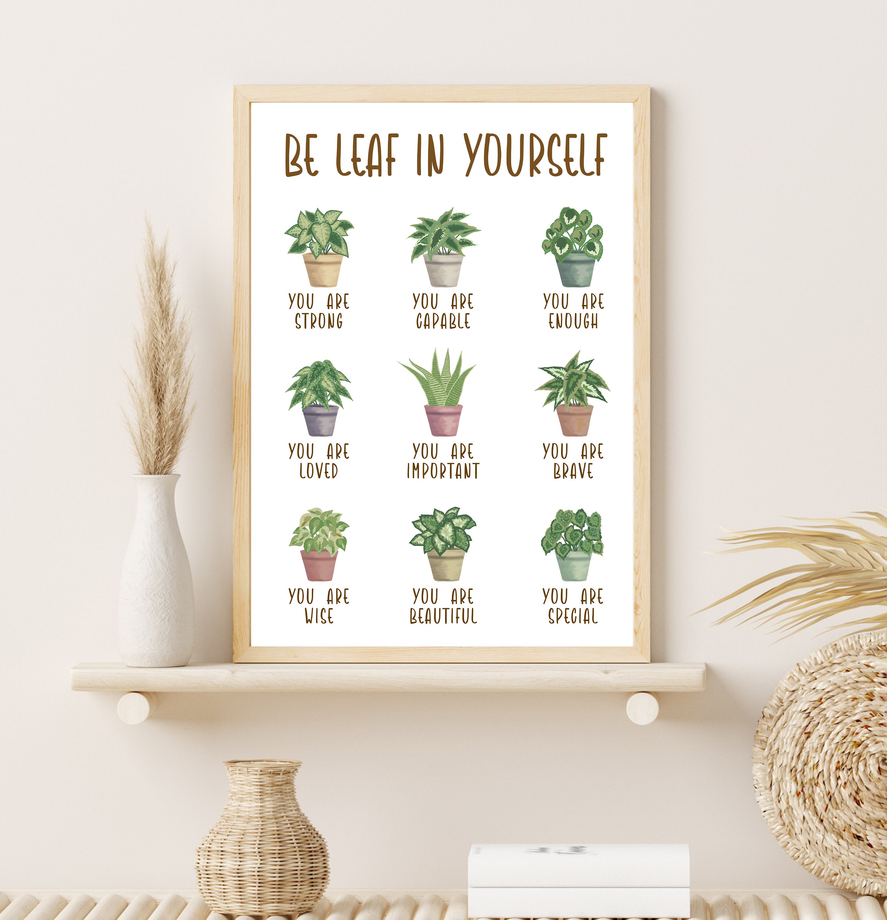 Positive Affirmations Print Mental Health Wall Art for Plant - Etsy