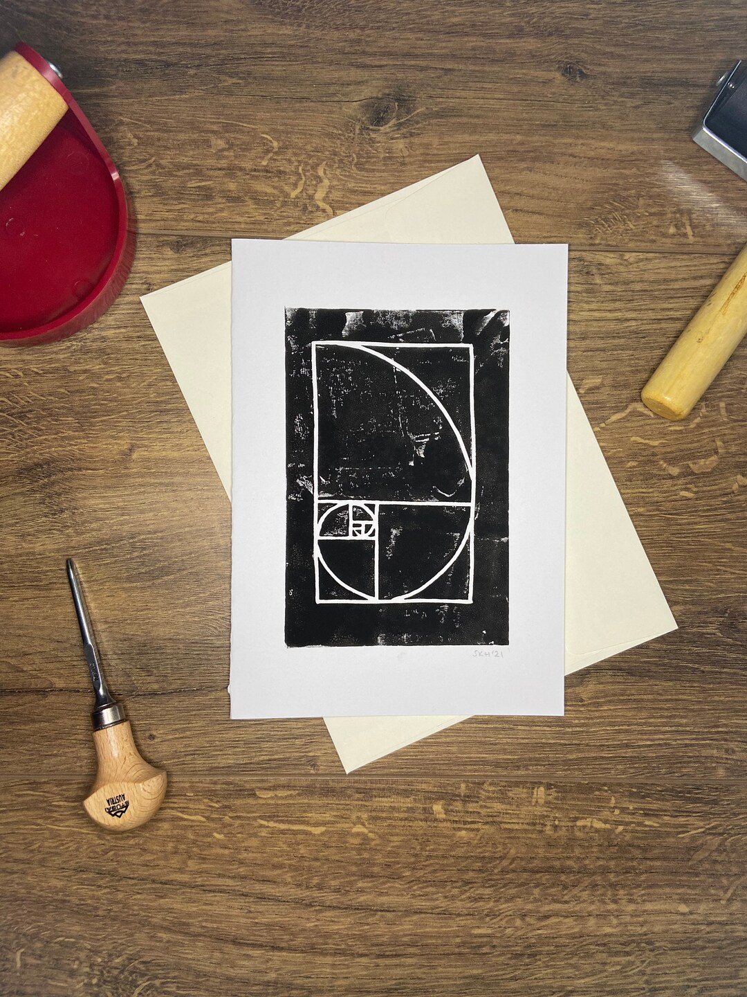 Hand Printed Fibonacci Greetings Card - Etsy