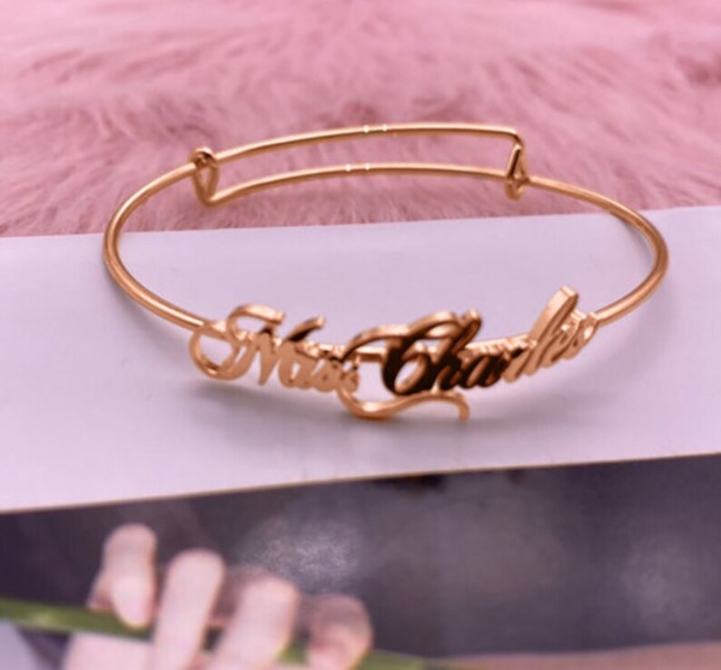 Custom Name Bangle Bracelet Name Bangle Wedding Gift - Etsy