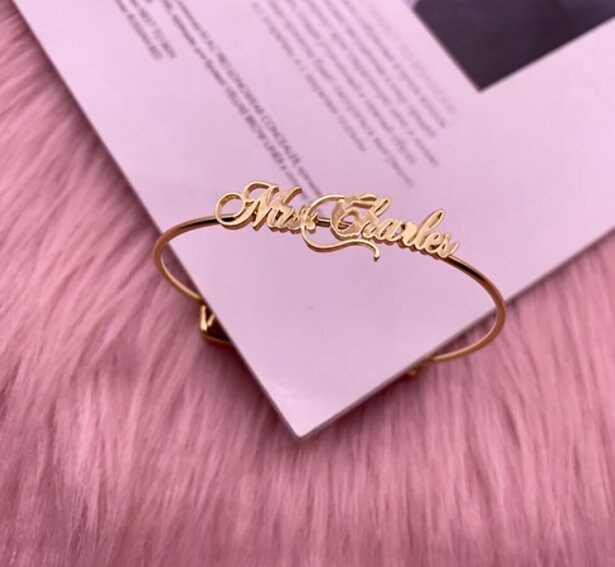 Custom Name Bangle Bracelet Name Bangle Wedding Gift - Etsy