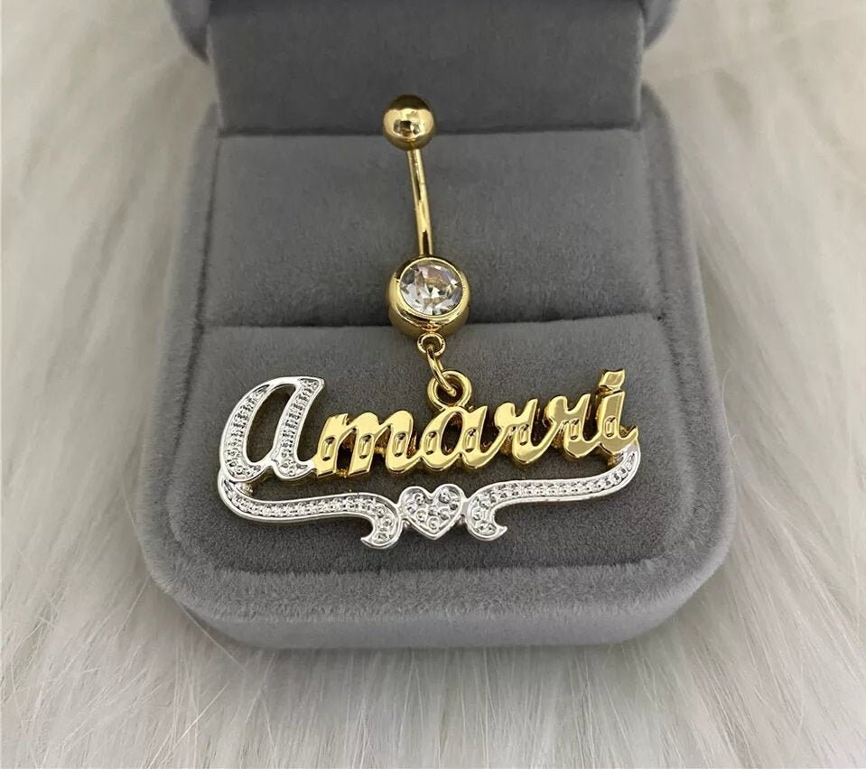 Custom Name Belly Ring Double Colour Belly Ring Zircon Belly | Etsy