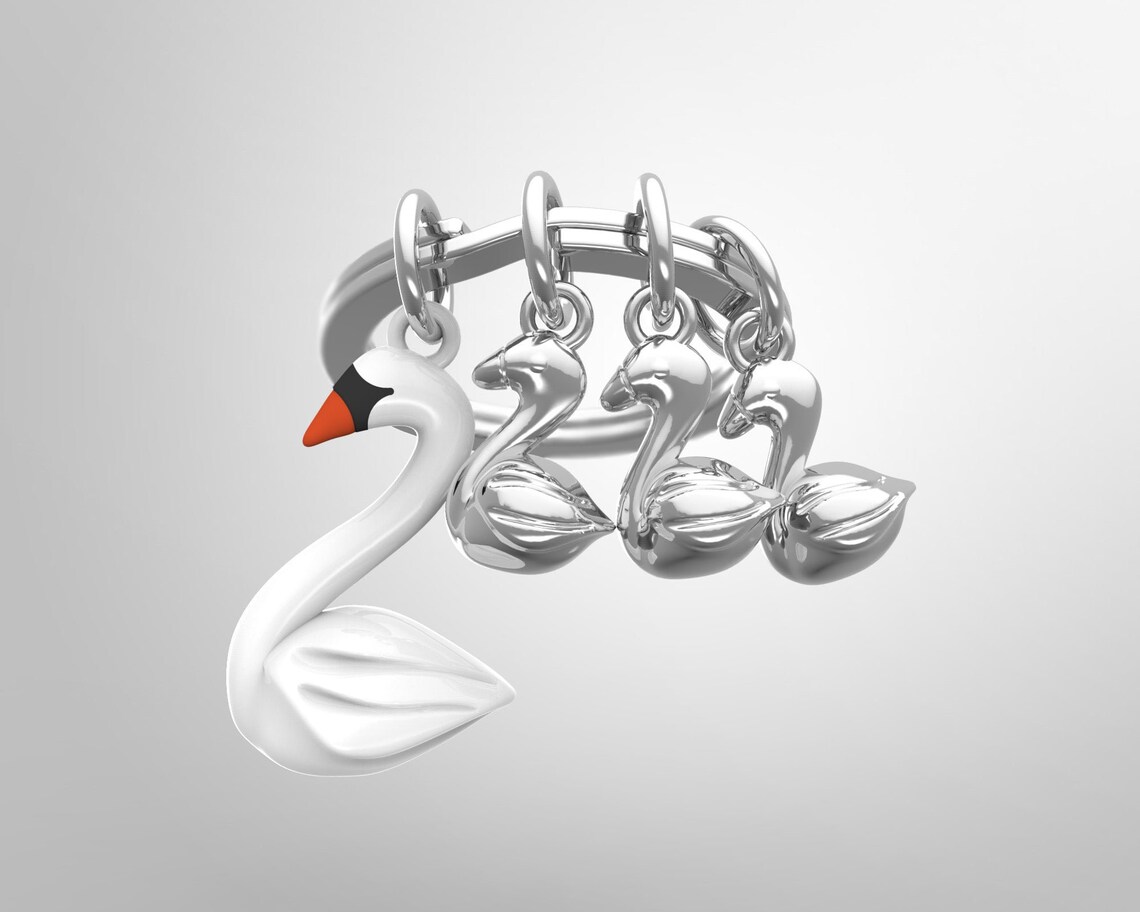 Metalmorphose 3D SWAN FAMILY KEYCHAIN - Etsy