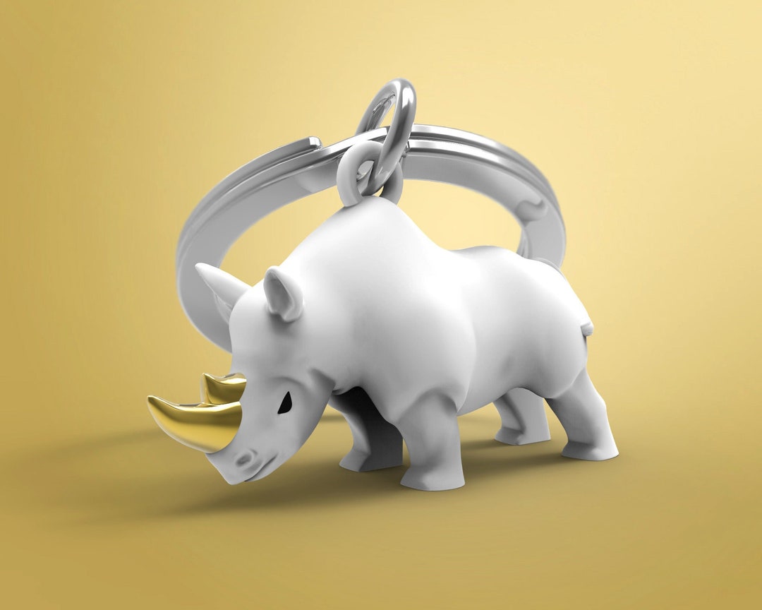 Metalmorphose 3D RHINO KEYCHAIN (WHITE) - Etsy
