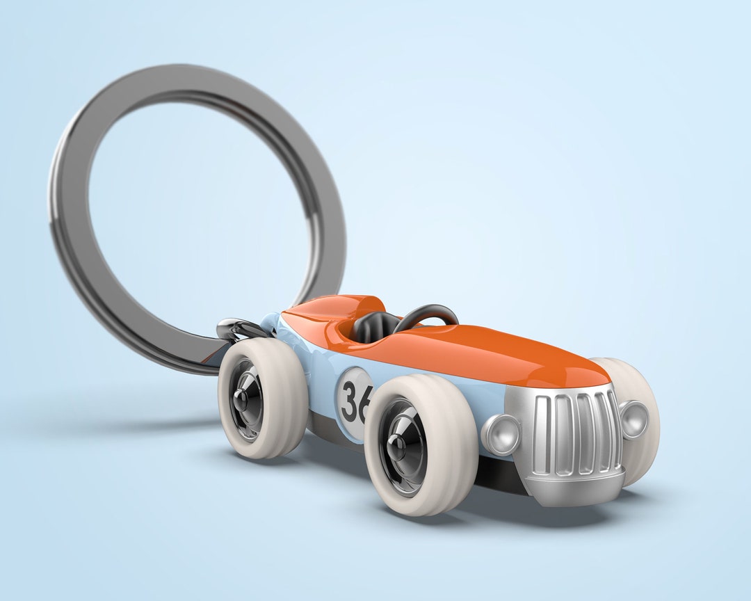 Metalmorphose 3D Vintage Race Car Keychain - Etsy