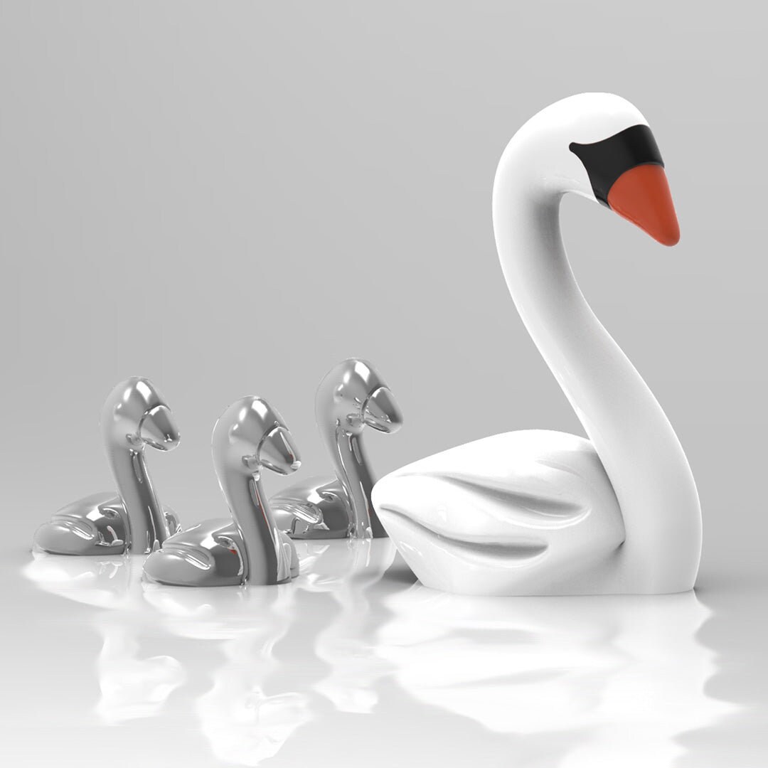 Metalmorphose 3D SWAN FAMILY KEYCHAIN - Etsy