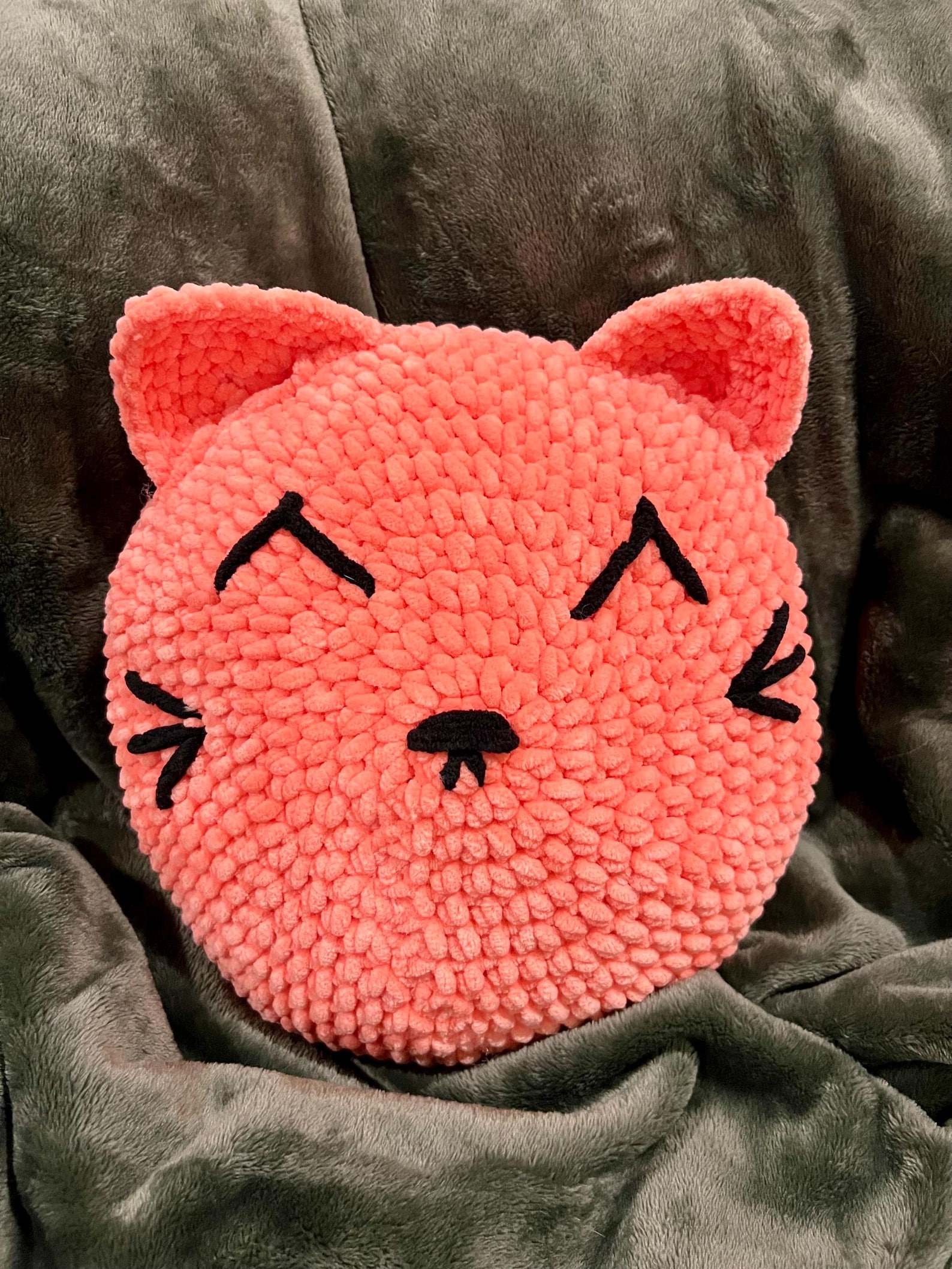 Handmade Crochet Cat Face Pillow | Cat Face Pillow | Cat Pillow | Gifts ...