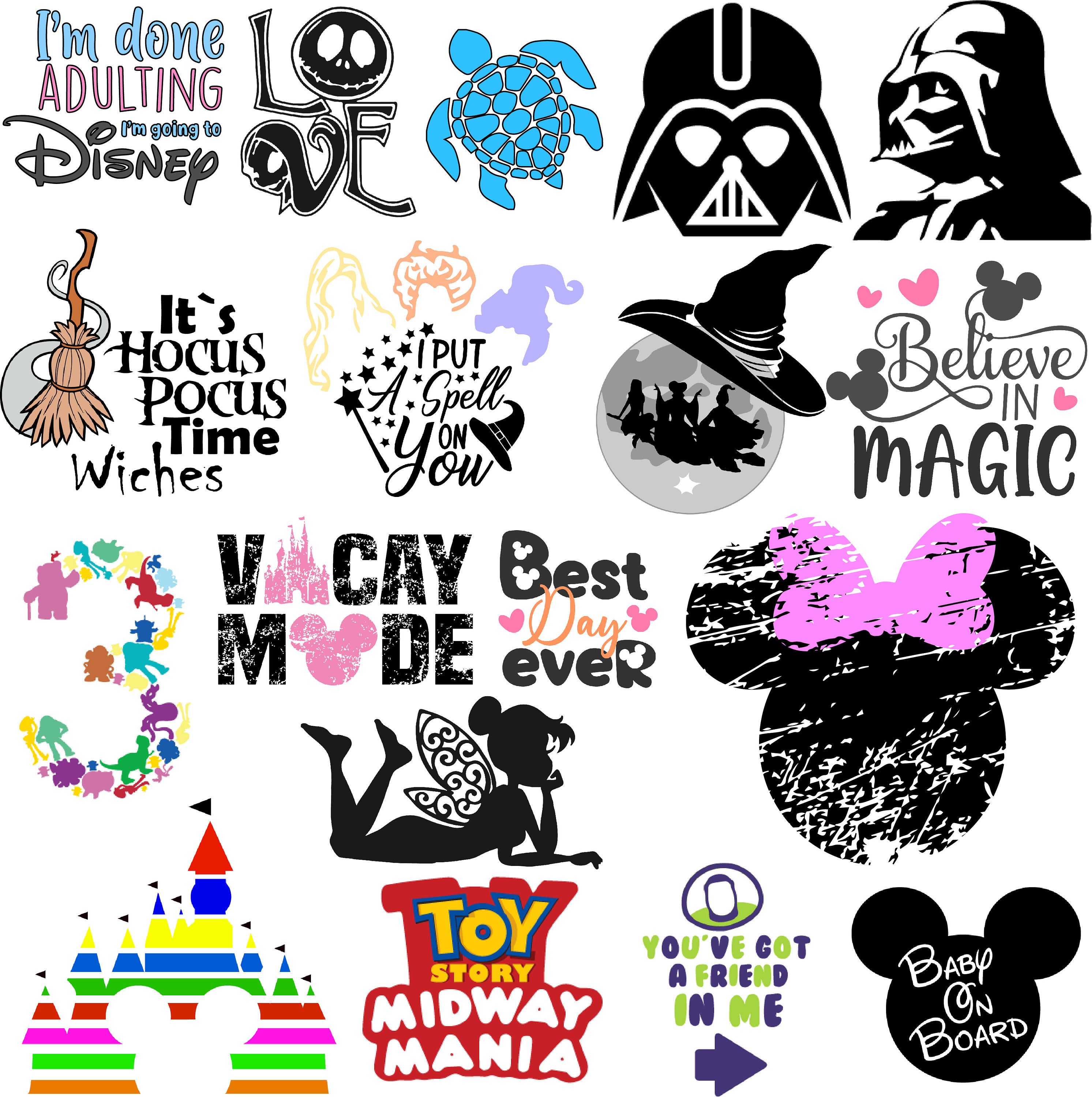 7000 Color Disney SVG PNG Image Design Bundle for Cricut and | Etsy
