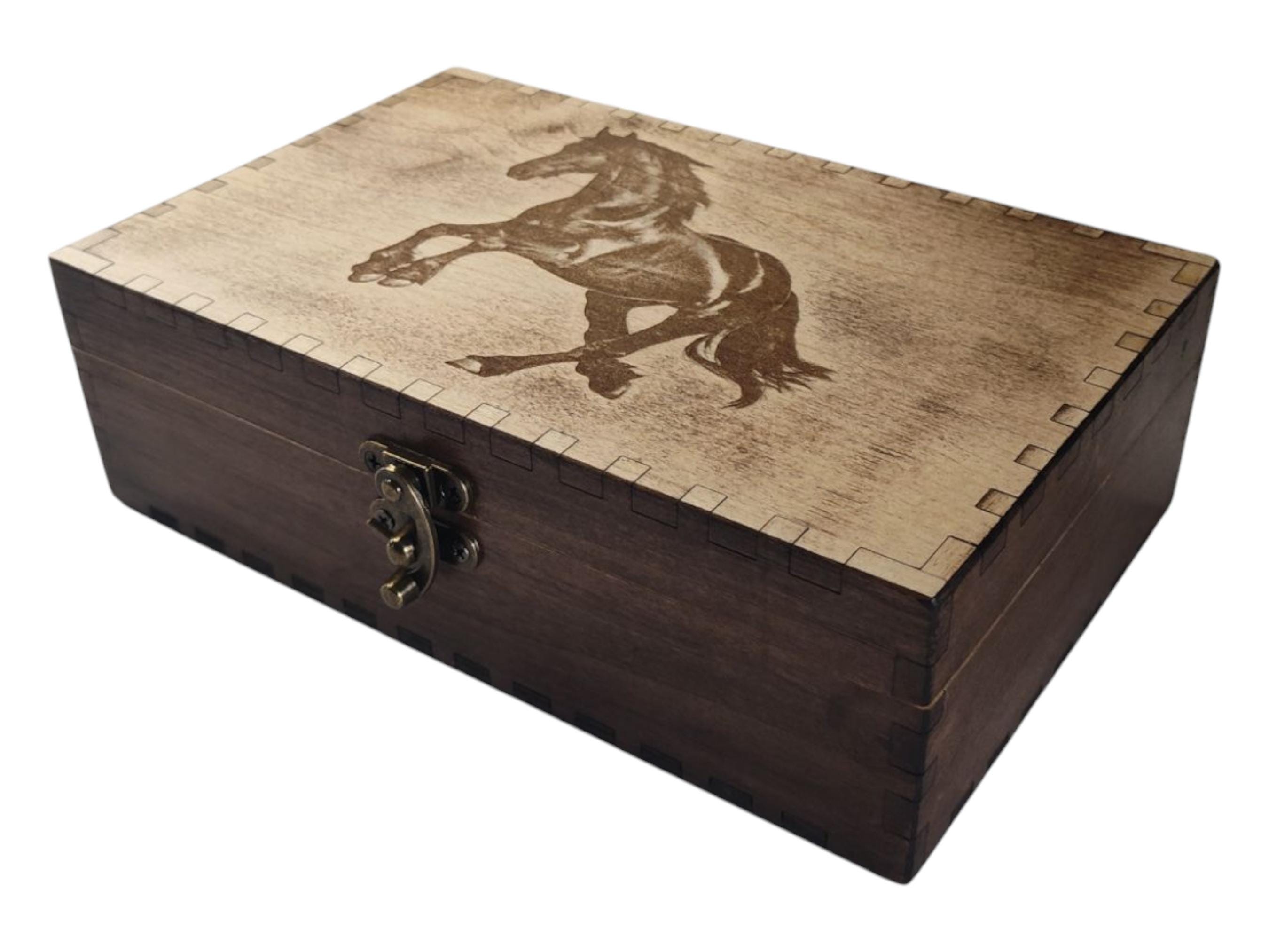 Wooden Horse Engraved Keepsake, Jewelry Box With Latch - Etsy