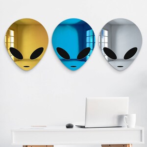 Set of 3 Acrylic Alien Wall Art Mirror, Extraterrestrial Room Theme ...