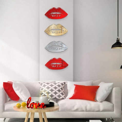 Set of 3 Mirrored Glamorous Lips Wall Art Mirror Lips Lip | Etsy