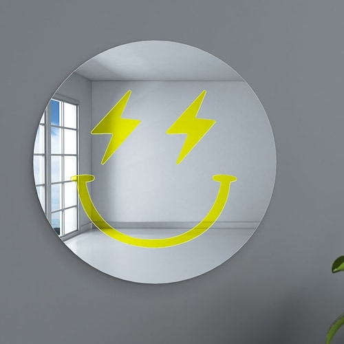 Happy Face 3D Mirror Wall Art Iconic Cool Decor Classic - Etsy