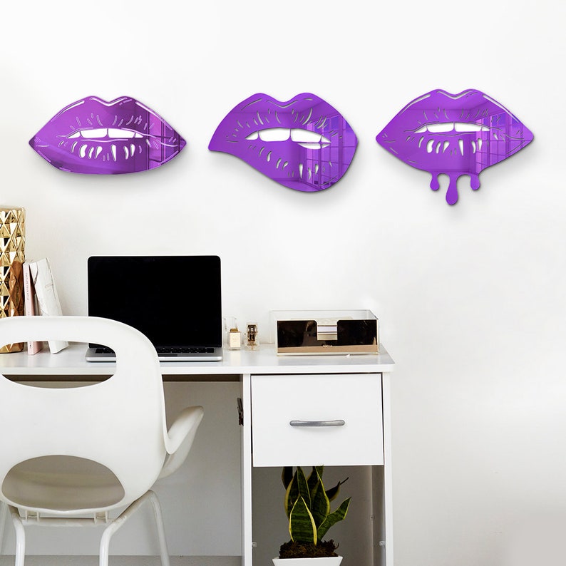 Set of 3 Mirrored Glamorous Lips Wall Art Mirror Lips Lip - Etsy