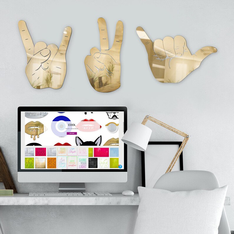 Set of 3 Hand Signs Wall Art Bundle Office Wall Art Cool - Etsy