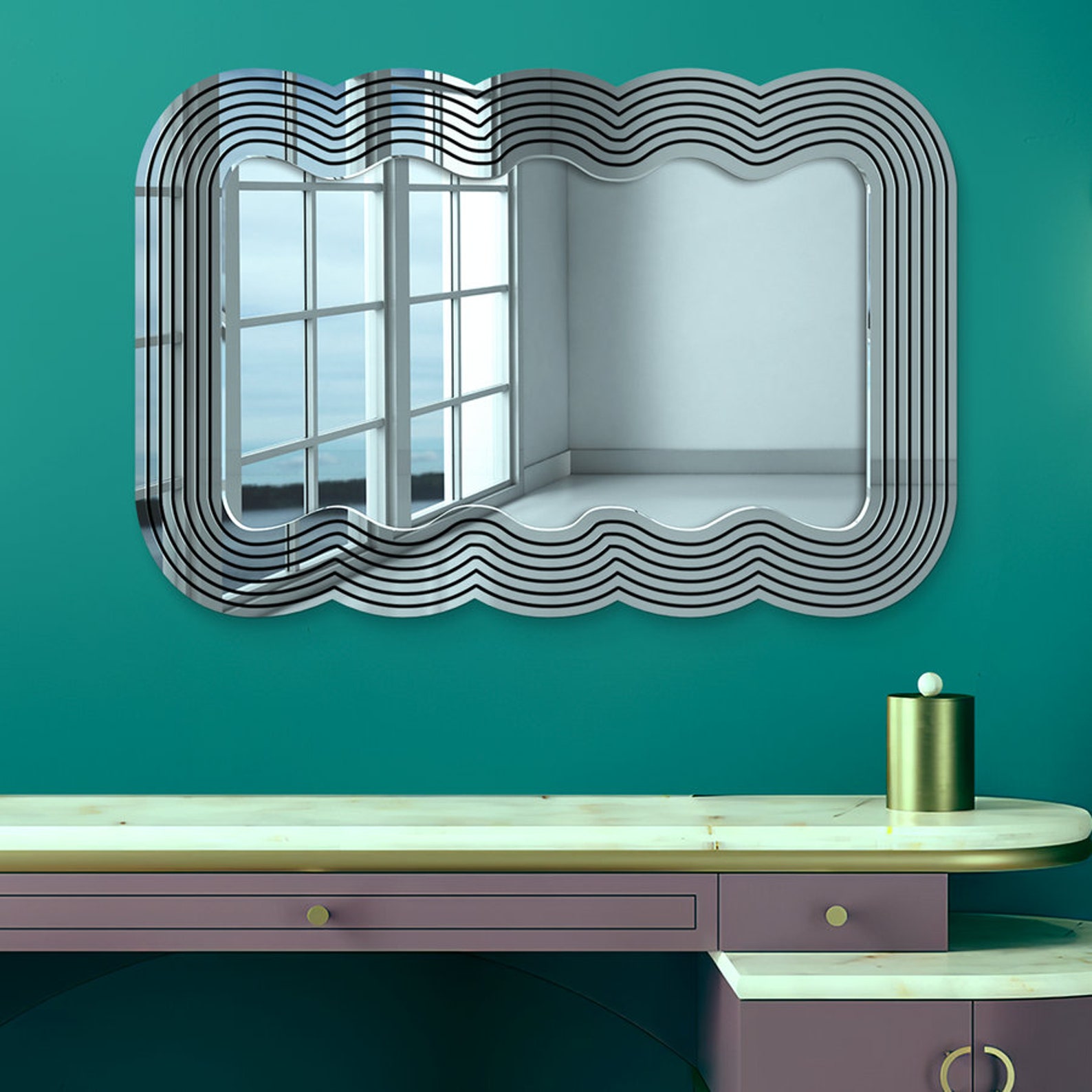 Pop Wave Mirror Wall Art Modern Wall Mirror Cool Mirror - Etsy