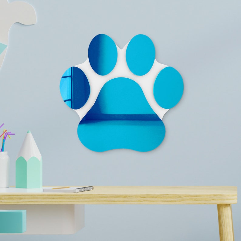 Paw Print Decorative Mirror Wall Art, Dog Paw Sign Wall Art, Cool ...