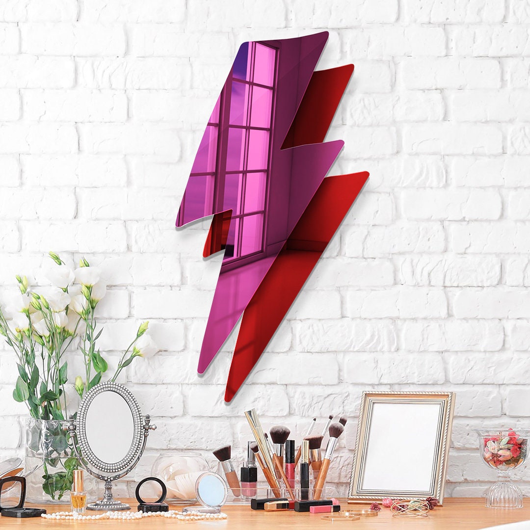 Lightning Bolt Acrylic Kids Wall Art Mirror Thunder Bolt | Etsy