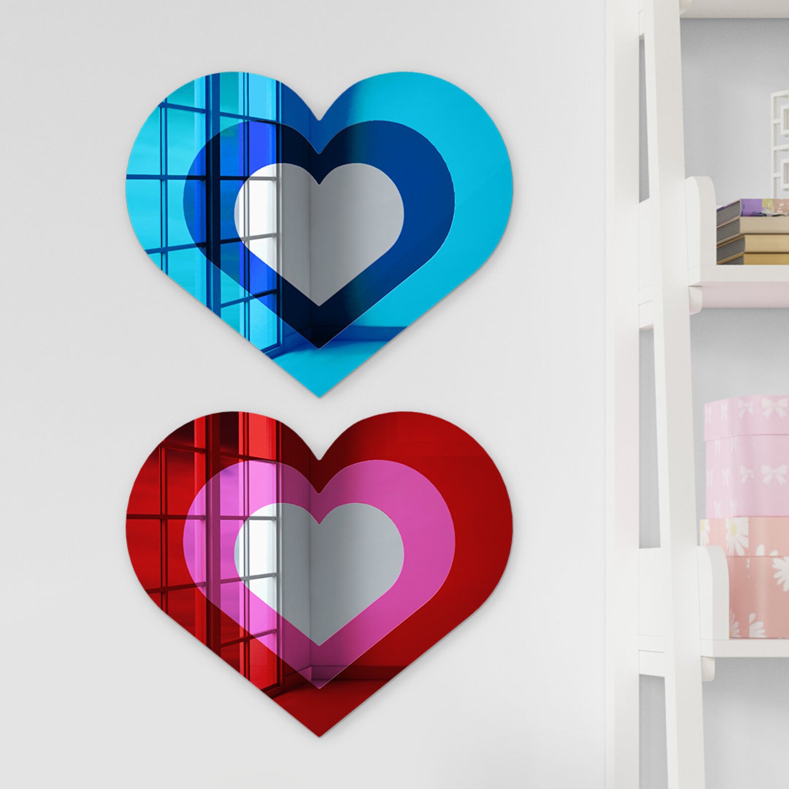 Concentric Heart Mirror Wall Art, Mirror Heart Wall Decor, Heart Art ...
