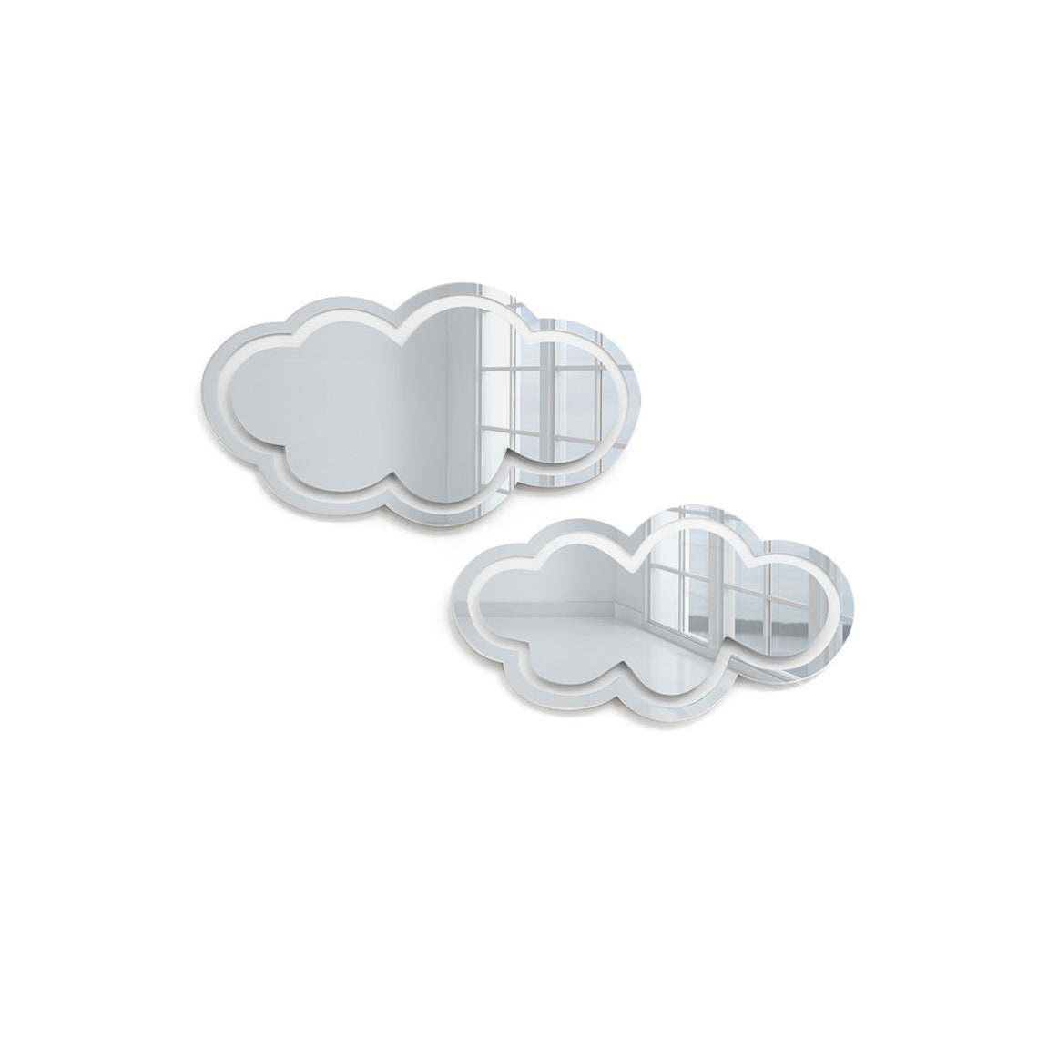 Set of 2 Acrylic Clouds Wall Art Mirror Children's | Etsy