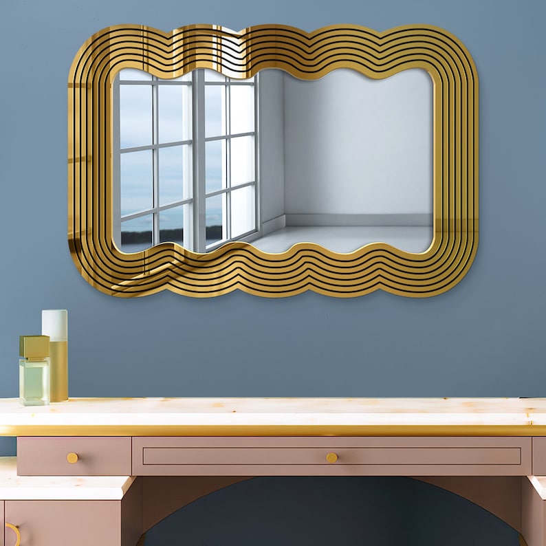 Pop Wave Mirror Wall Art Modern Wall Mirror Cool Mirror - Etsy