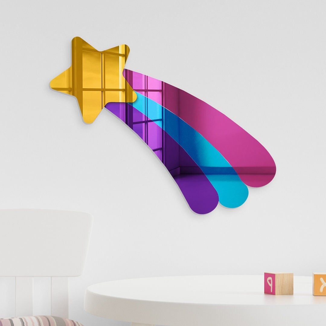 Shooting Star Acrylic Mirror Wall Art, Eclectic Mirror, Wall Decor Star ...