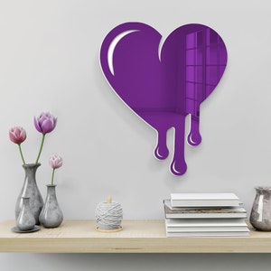 Melting Heart Acrylic Art, Mirror Wall Decor, Dripping Heart Wall Decor ...