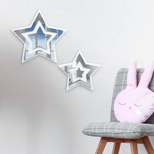 Set of 2 Acrylic Mirror Stars Wall Art, Fun Mirror Decor, Star Wall ...