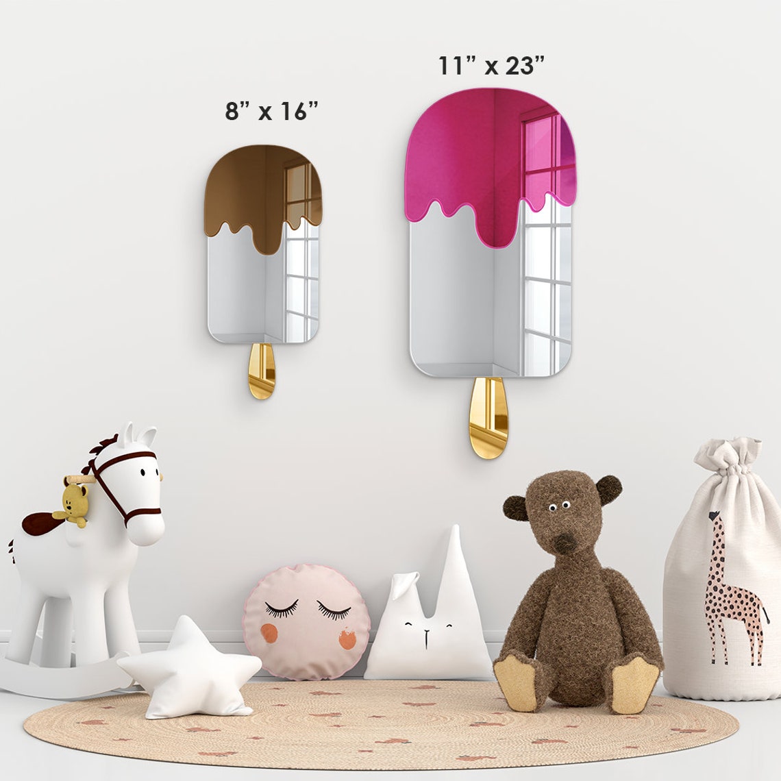 3D Acrylic Ice Cream Wall Art Mirror Baby Girl Ice Cream | Etsy