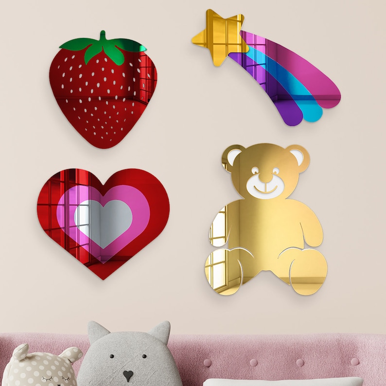 Acrylic Teddy Bear Wall Art Mirror Baby Bear Theme Room - Etsy