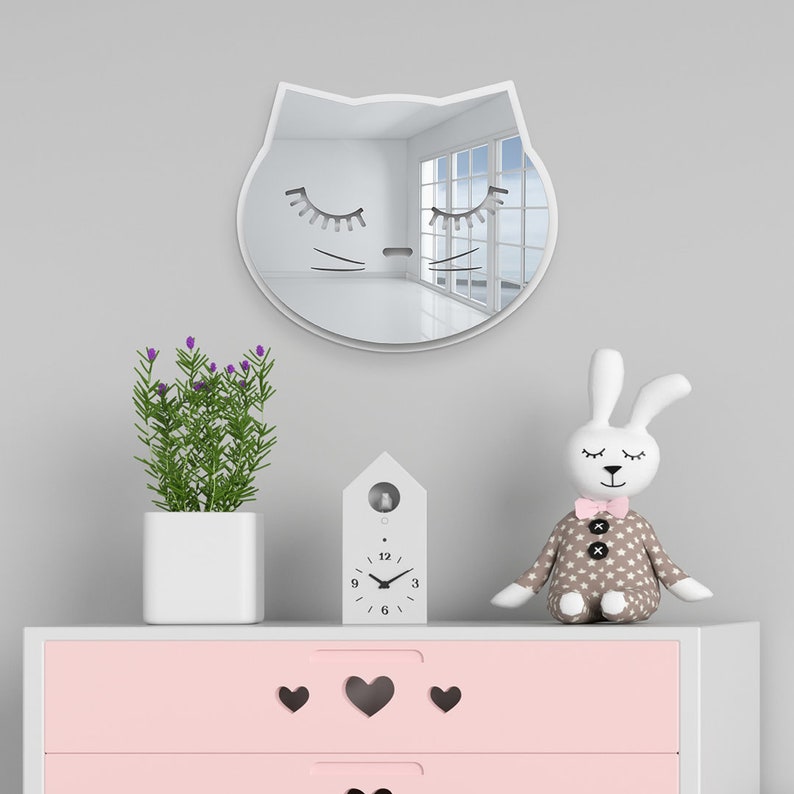 Acrylic Mirror Cat Wall Art Cat Shaped Mirror Cute | Etsy